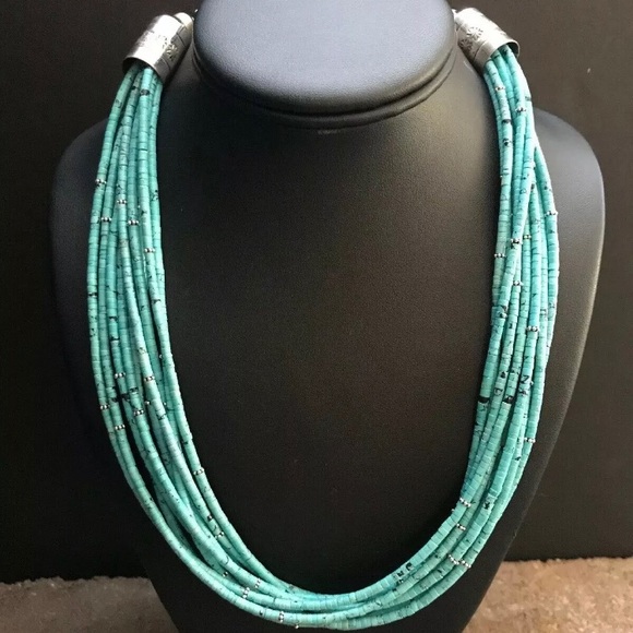 Jewelry | Ss Multi Strand Turquoise Bead Necklace 2 Inch | Poshmark